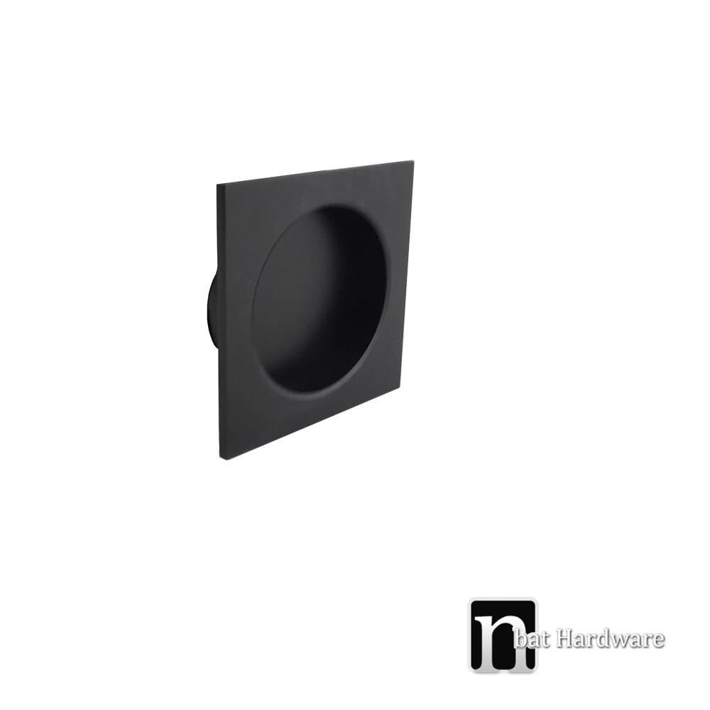 Matt Black Square Sliding Door Flush Pull | nBat Hardware