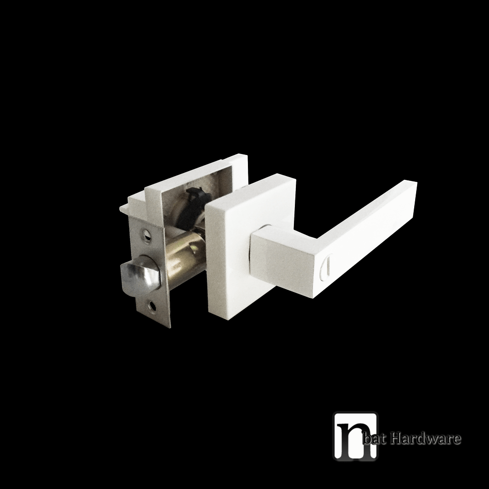 Square Pure White Privacy Door Handles | nBat Hardware