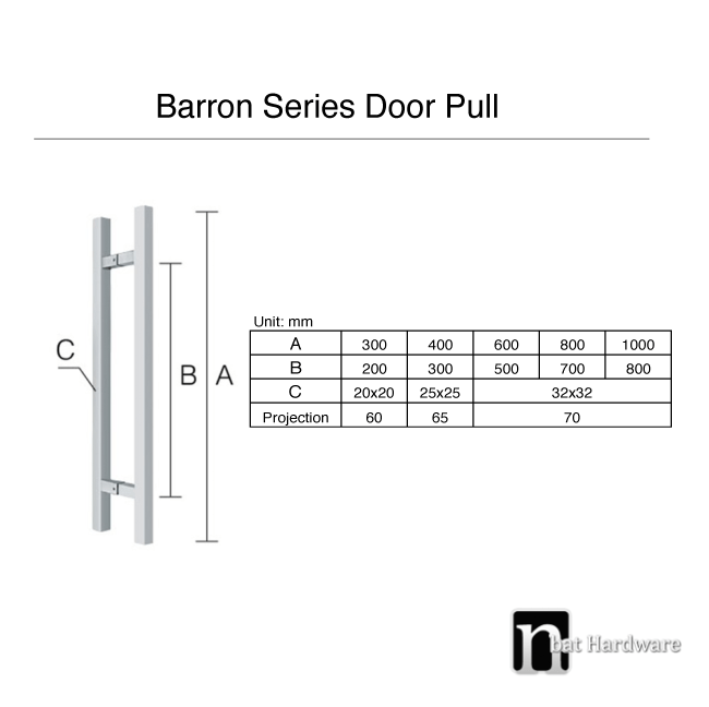 300mm Matt Black Entry Door Pull Handles | nBat Hardware