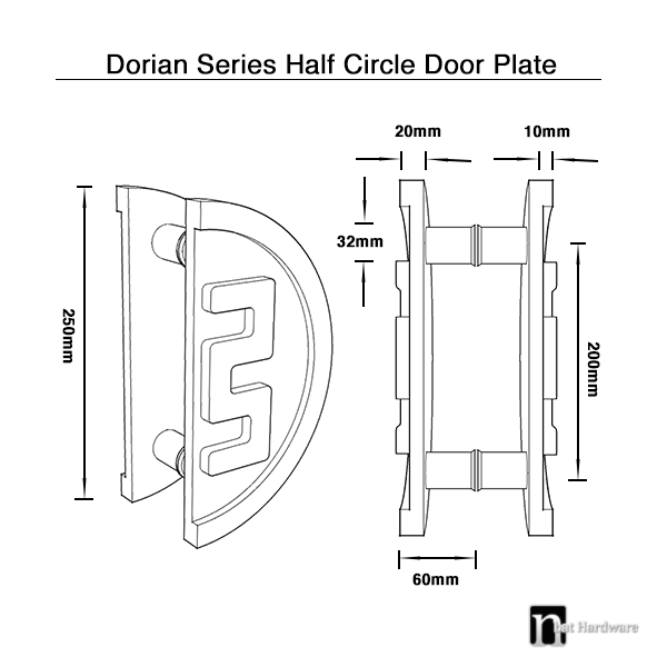 Brass 250mm Half Circle Door Pull Plate | nBat Hardware